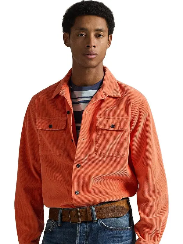 Ralph Lauren Classic Fit Corduroy Camp Shirt - True Orange