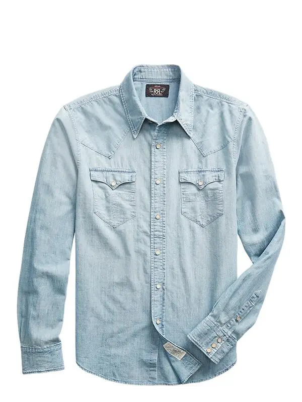 Ralph Lauren Slim Fit Chambray Western Shirt - Davey Wash