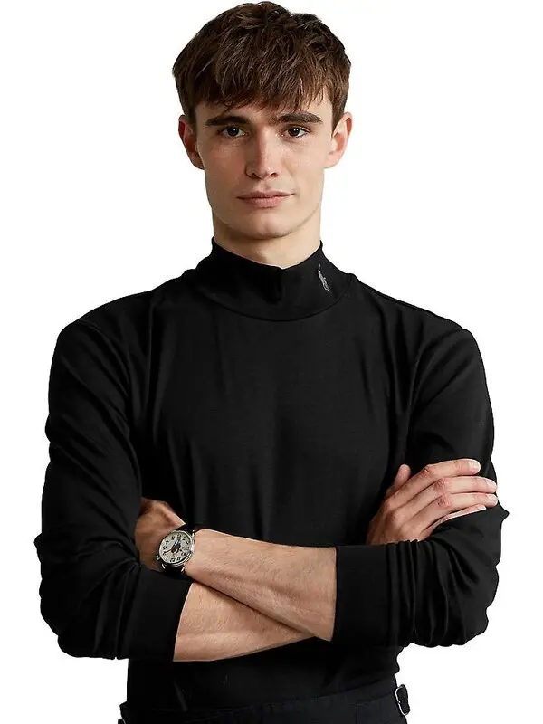 Ralph Lauren Soft Cotton Mockneck Shirt - Polo Black