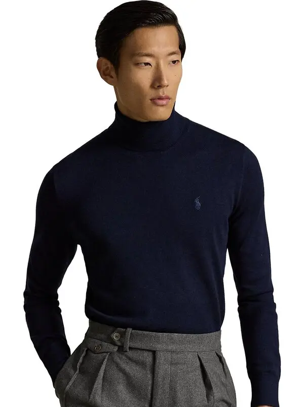 Ralph Lauren Washable Wool Turtleneck Sweater - Hunter Navy