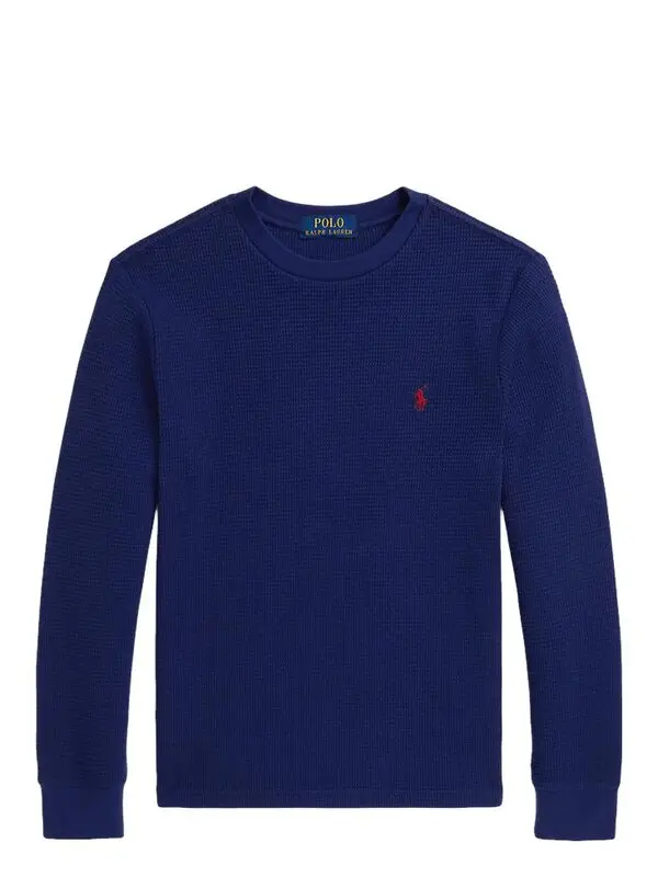 Ralph Lauren Waffle-knit Cotton Long-sleeve Tee - Navy