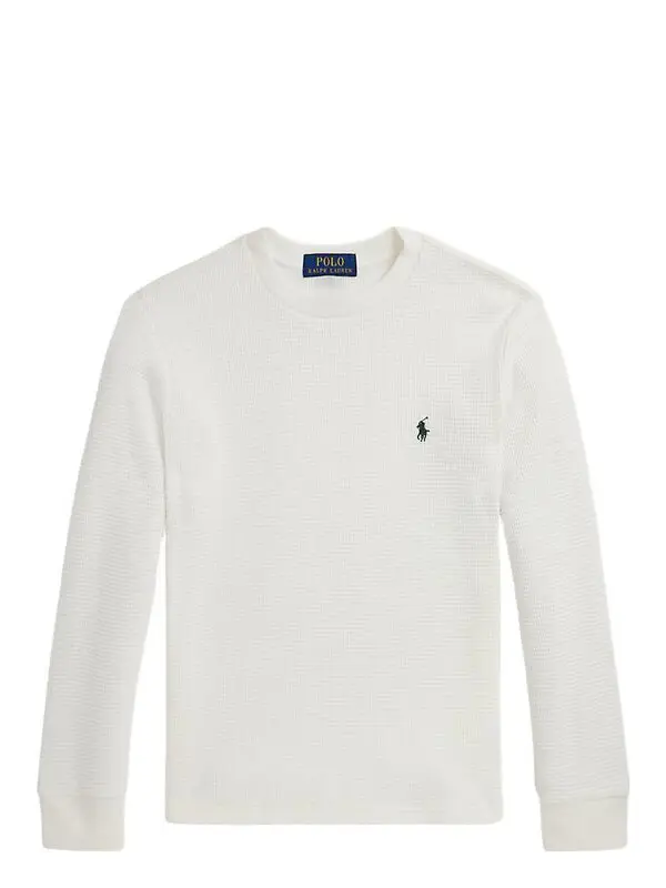 Ralph Lauren Waffle-knit Cotton Long-sleeve Tee - Trophy Cream