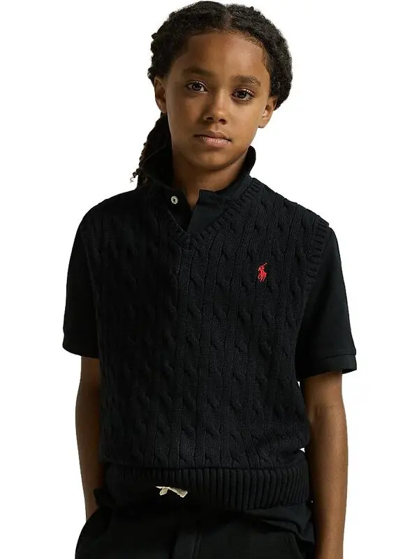Ralph Lauren Cable-knit Cotton Sweater Vest - Polo Black