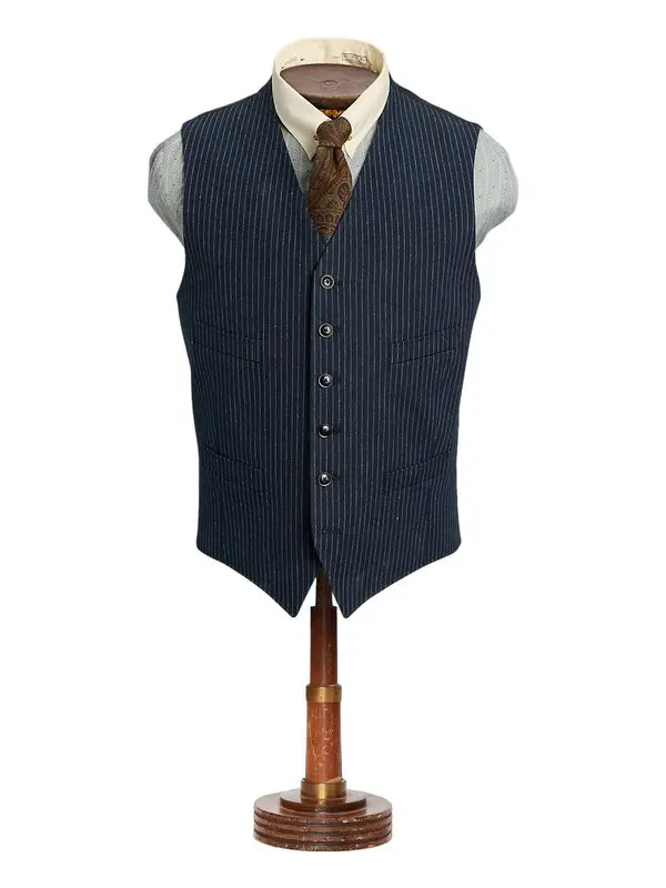 Ralph Lauren Striped Herringbone Vest - Indigo White Stripe