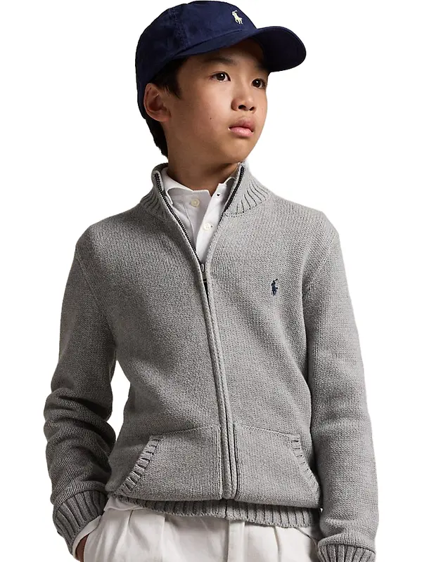 Ralph Lauren Cotton Full-zip Sweater - Andover Heather
