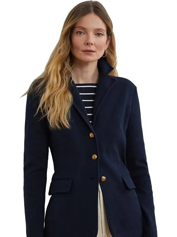 Ralph Lauren Cotton-blend Notched Lapel Blazer - Lauren Navy