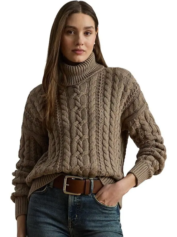 Ralph Lauren Cable-knit Turtleneck Sweater - Adirondack Heather