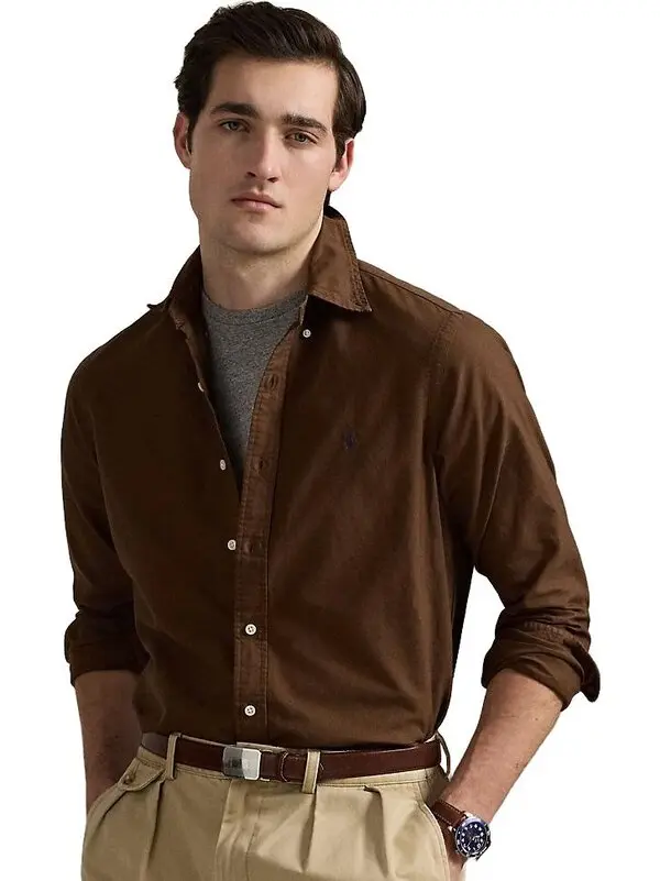 Ralph Lauren Classic Fit Garment-dyed Oxford Shirt - Chocolate Mousse