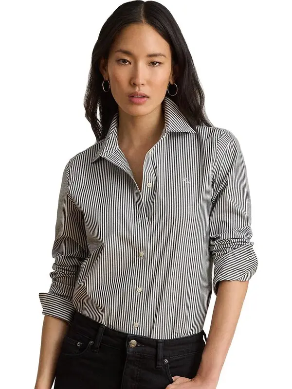 Ralph Lauren Classic Fit Striped Cotton Shirt - Black/white