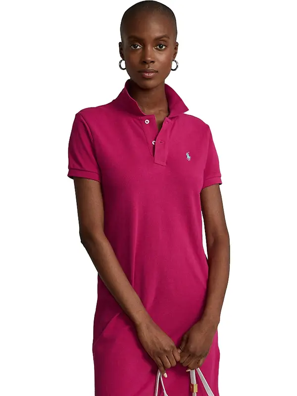 Ralph Lauren Cotton Mesh Polo Shirt Dress - Pink Sky