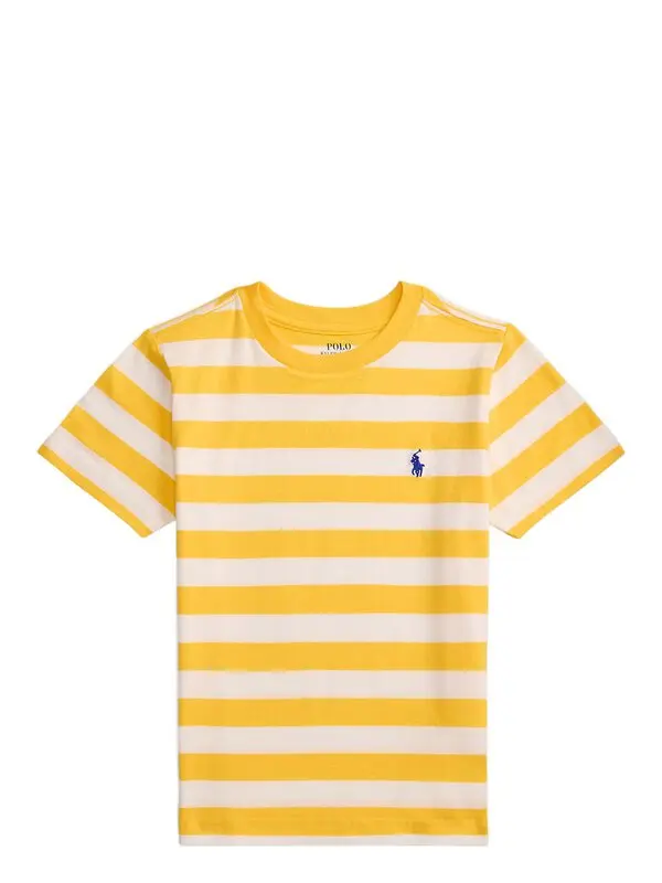 Ralph Lauren Striped Cotton Jersey Tee - Racing Yellow/white