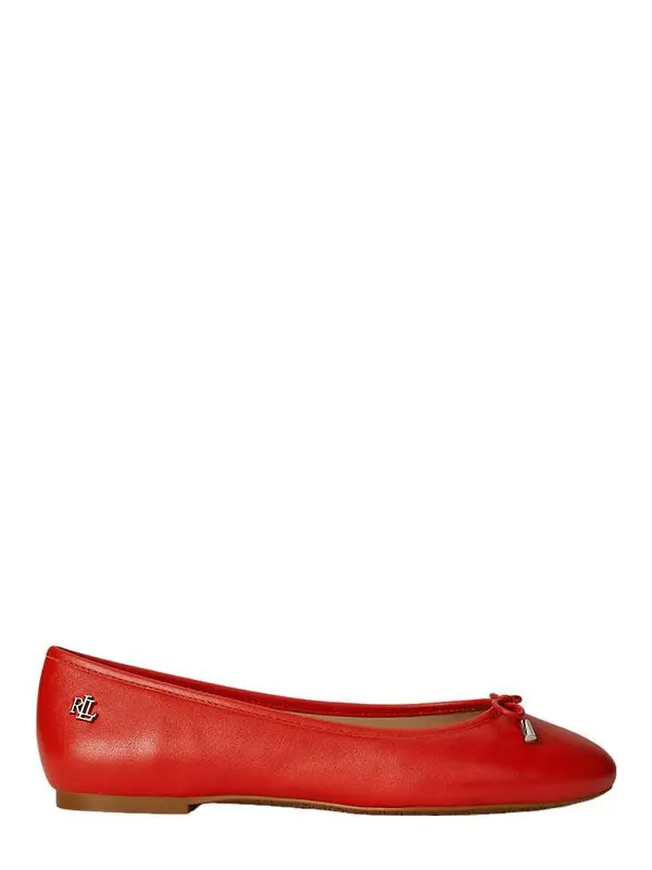 Ralph Lauren Jayna Nappa Leather Flat - Bright Vermilion