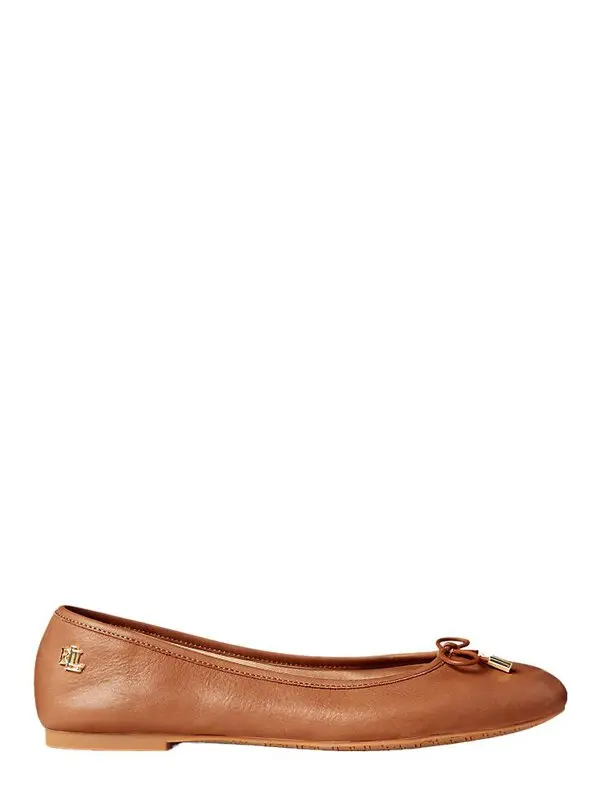 Ralph Lauren Jayna Nappa Leather Flat - Deep Saddle Tan