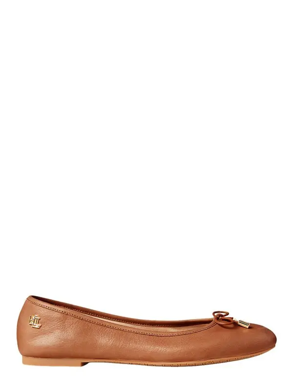 Ralph Lauren Jayna Nappa Leather Flat - Deep Saddle Tan