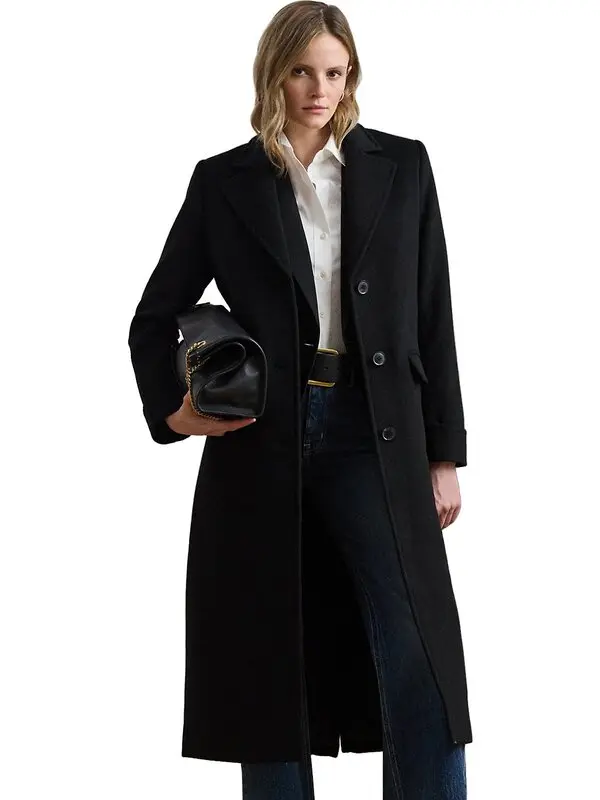 Ralph Lauren Double-breasted Wool-blend Overcoat - Black