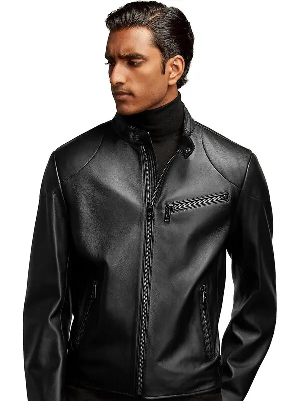 Ralph Lauren Leather Biker Jacket - Polo Black