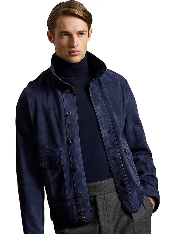 Ralph Lauren Suede Jacket - Classic Chairman Navy