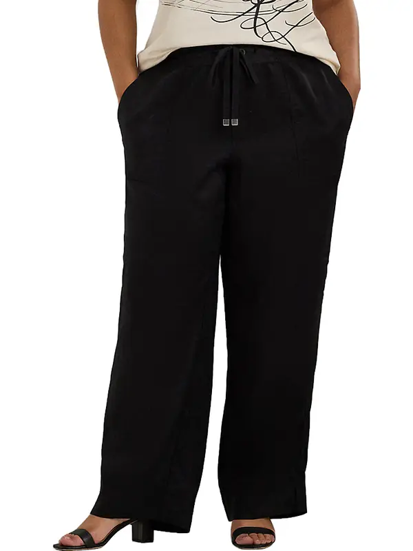 Ralph Lauren Linen Wide-leg Pant - Black