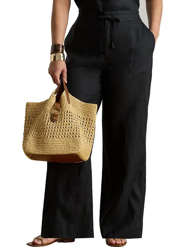 Ralph Lauren Linen Wide-leg Pant - Black