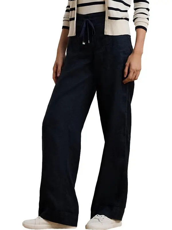 Ralph Lauren Linen Wide-leg Pant - Lauren Navy