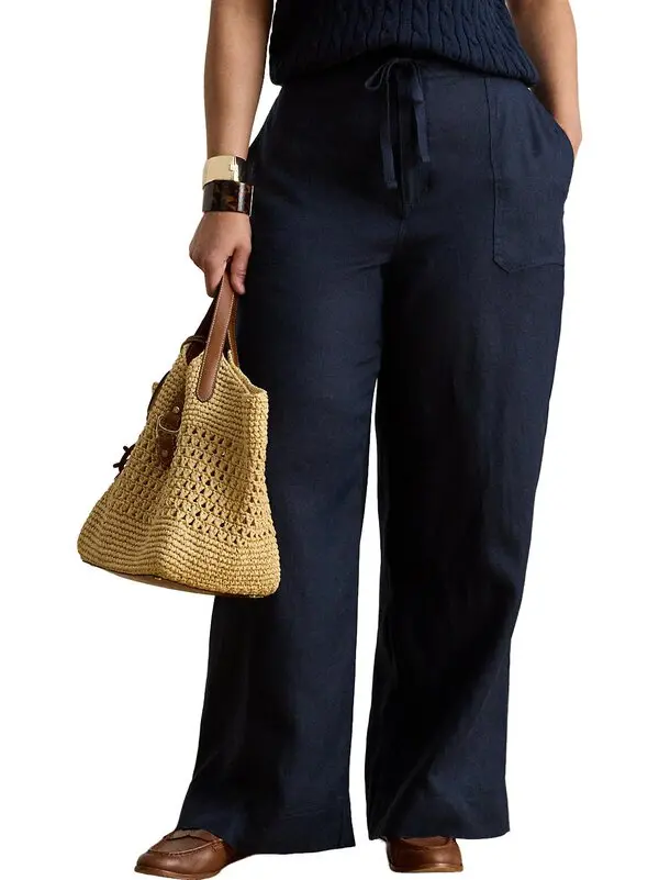 Ralph Lauren Linen Wide-leg Pant - Lauren Navy