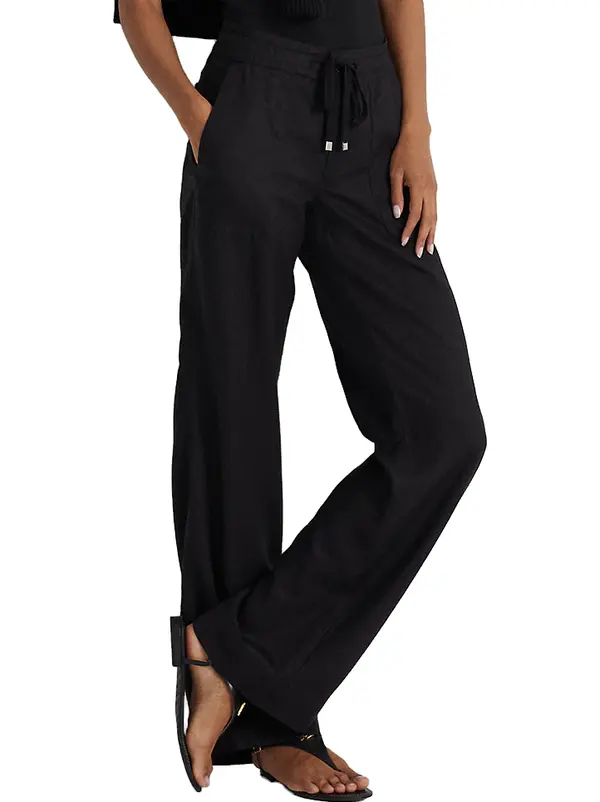 Ralph Lauren Linen Wide-leg Pant - Polo Black