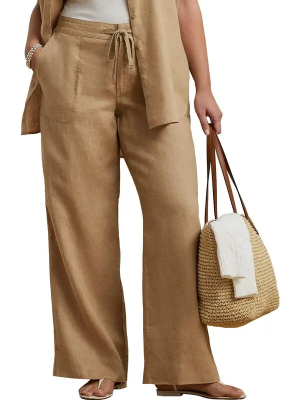 Ralph Lauren Linen Wide-leg Pant - Tan