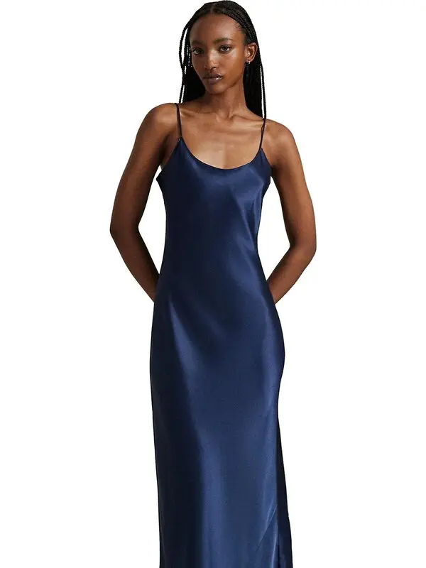 Ralph Lauren Satin Slip Midi Dress - Newport Navy