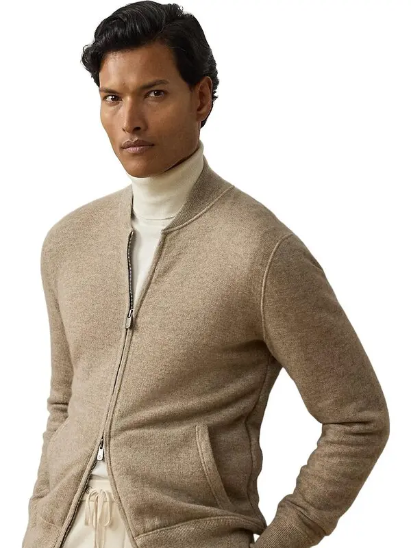 Ralph Lauren Cashmere Full-zip Sweater - Truffle Melange