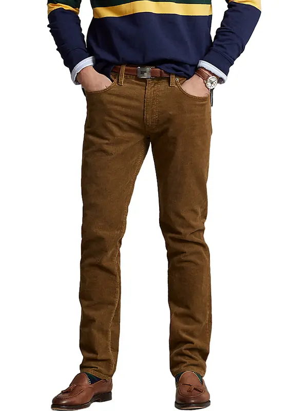 Ralph Lauren Varick Slim Straight Corduroy Pant - Sepia