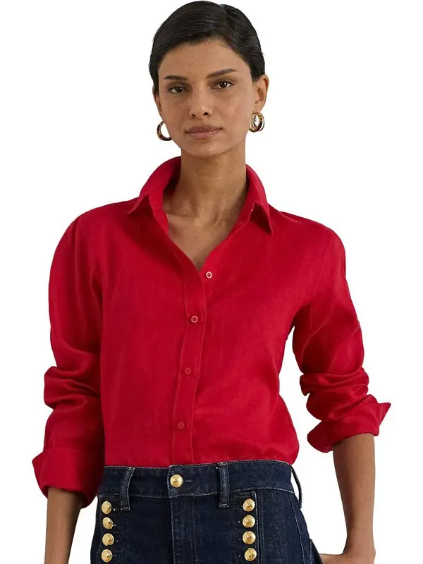 Ralph Lauren Relaxed Fit Linen Shirt - Cruise Red