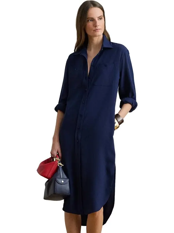 Ralph Lauren Double-faced Georgette Shirtdress - Refined Navy