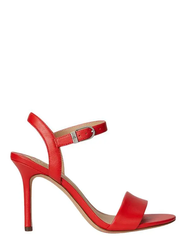 Ralph Lauren Gwen Nappa Leather Sandal - Bright Vermilion