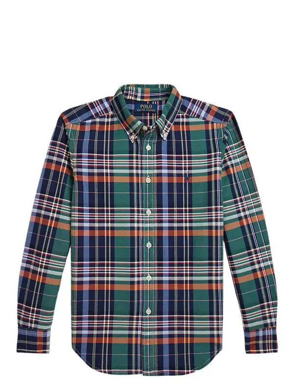 Ralph Lauren Plaid Cotton Oxford Shirt - Green Navy Multi