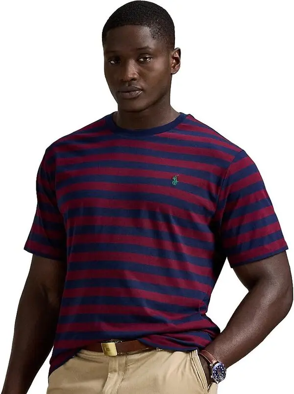 Ralph Lauren Striped Jersey Crewneck T-shirt - Classic Wine/navy