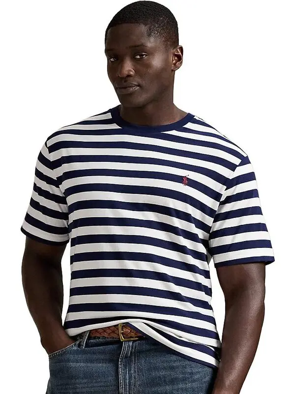 Ralph Lauren Striped Jersey Crewneck T-shirt - White/cruise Navy