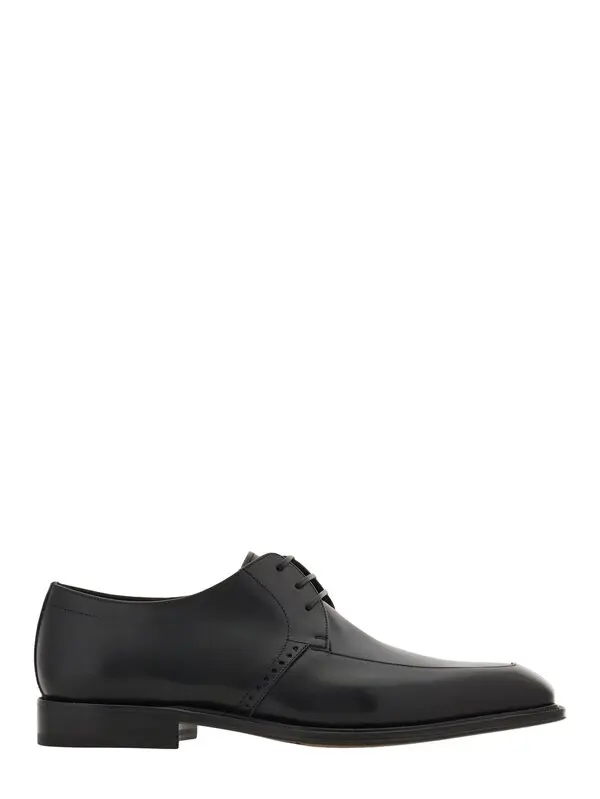 FERRAGAMO Lace Up Derby Shoe - Black