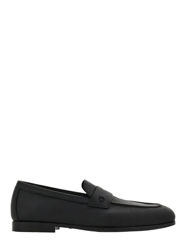 FERRAGAMO Suede Penny Loafers - Black