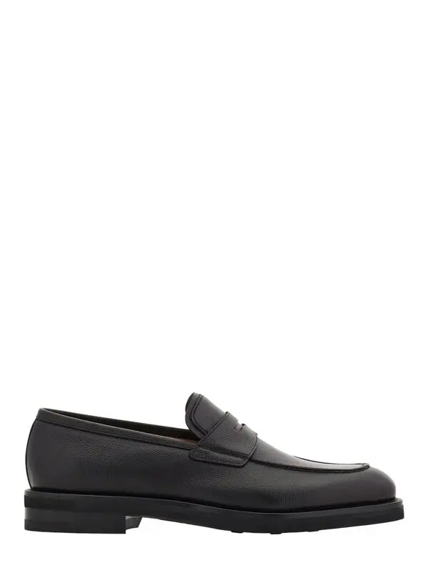 FERRAGAMO Suede Penny Loafer - Black
