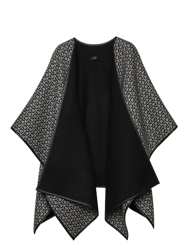 FERRAGAMO Gancini Wool Cape - Black