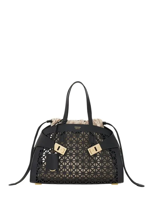 FERRAGAMO Hug Top Handle Bag - Black
