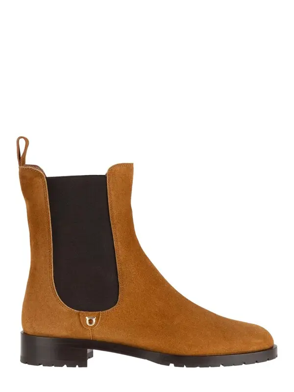 FERRAGAMO Kid Leather Chelsea Boot - Brown