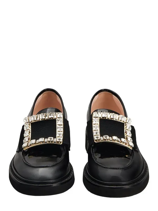 ROGER VIVIER Viv' Rangers Loafers In Patent Leather With Crystal Buckle - Black