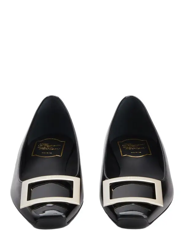ROGER VIVIER Trompette Ballerinas In Patent Leather With Metal Buckle - Black