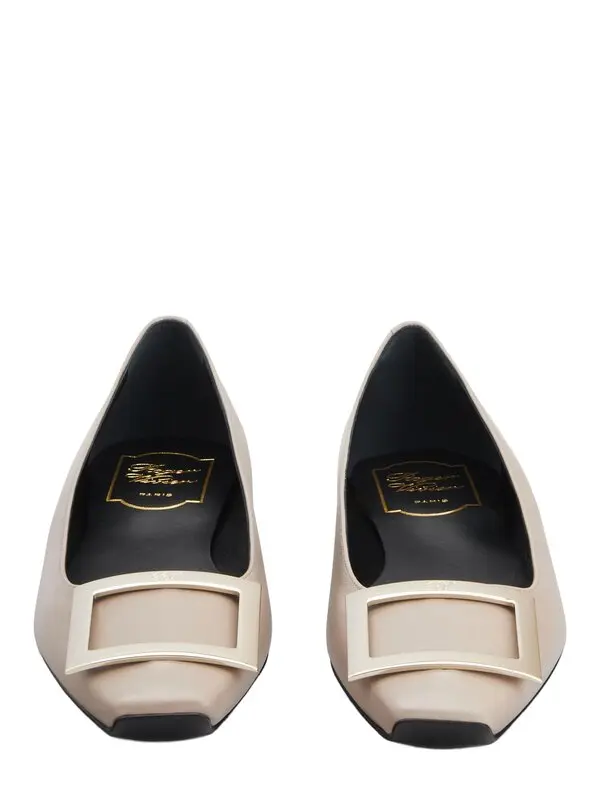 ROGER VIVIER Trompette Ballerinas In Leather With Metal Buckle - Beige