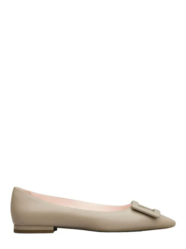 ROGER VIVIER Gommettine Ballerinas In Leather With Resin Buckle - Grey