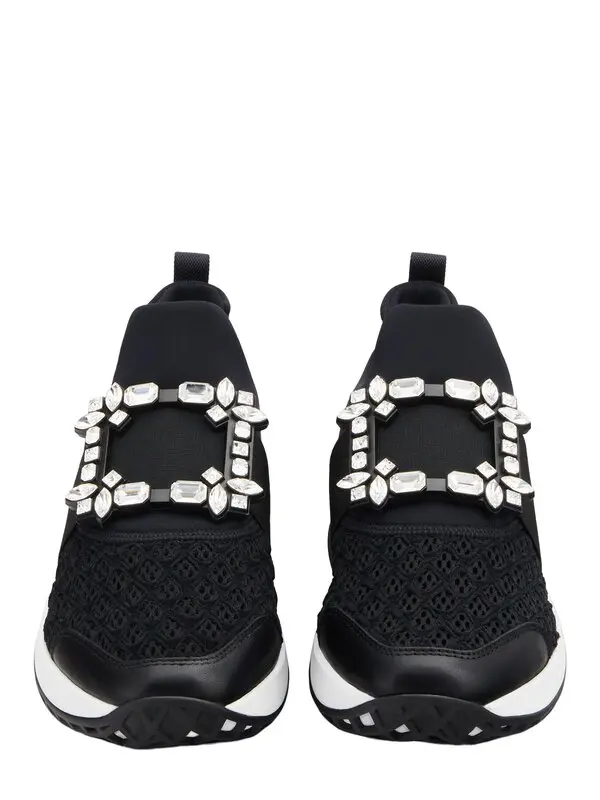 ROGER VIVIER Viv' Run Sneakers With Crystal Buckle - Black