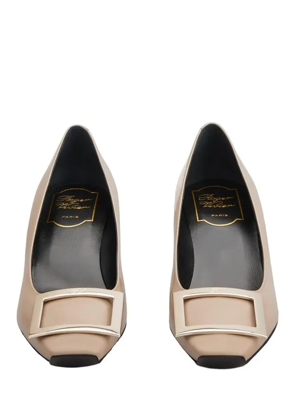 ROGER VIVIER Trompette Pumps In Patent Leather - Beige