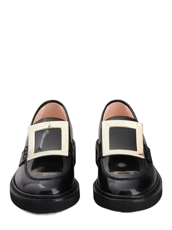 ROGER VIVIER Leather Loafers With Buckle Detail - Black