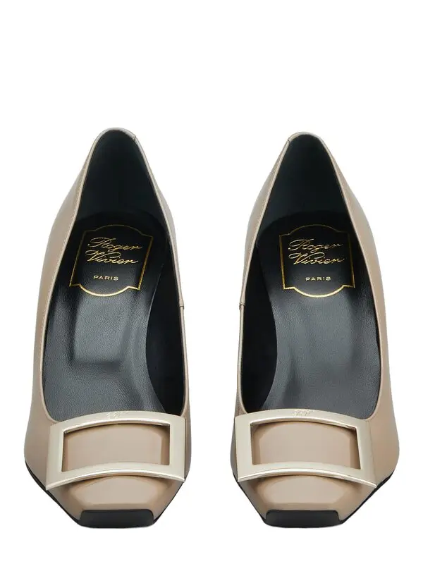 ROGER VIVIER Trompette Pumps In Patent Leather - Beige